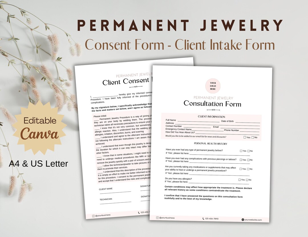 Permanent Jewelry Business Starter Pack, Editable Permanent Jewelry ...