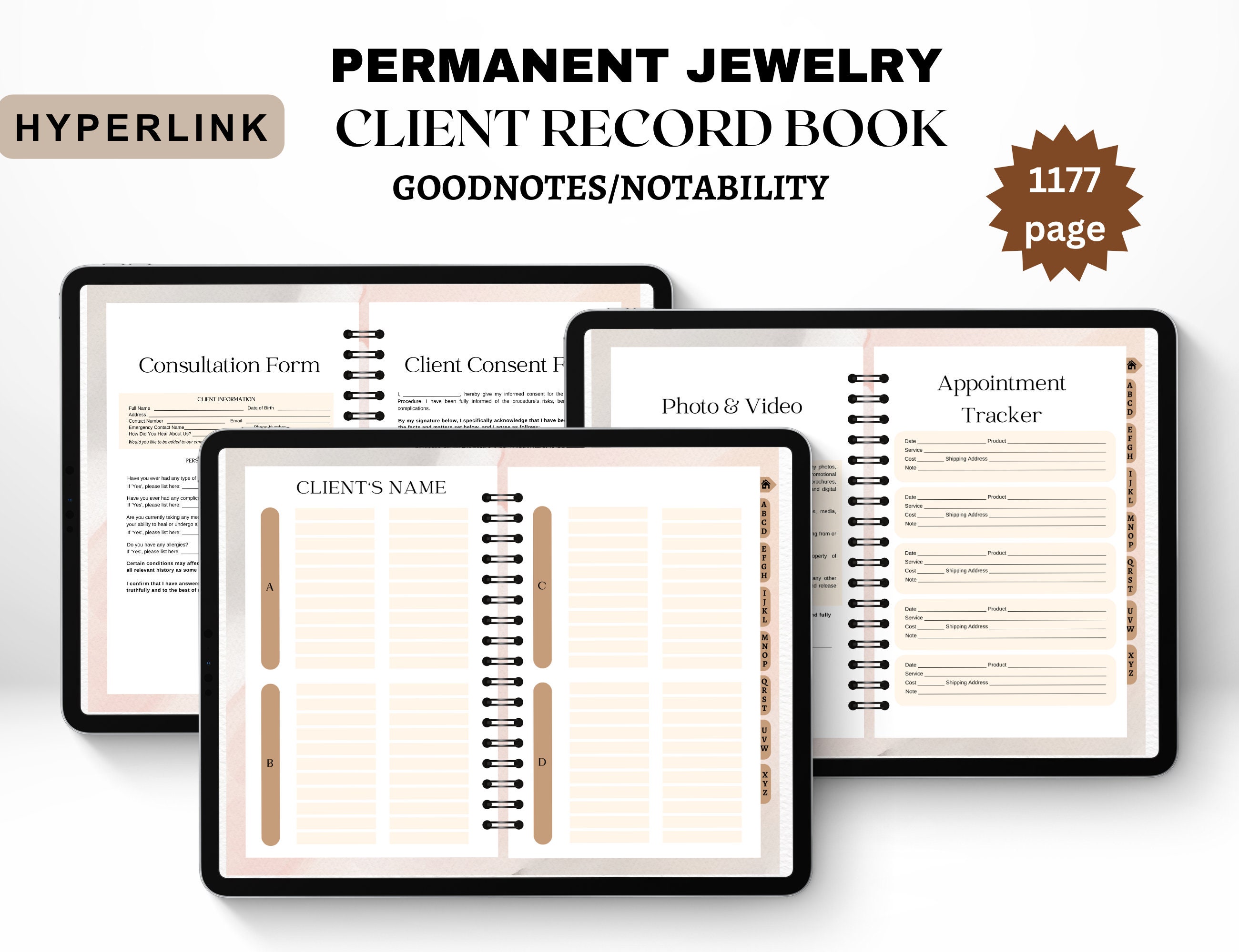 HYPERLINK Digital Permanent Jewelry Client Record Book Goodnotes ...