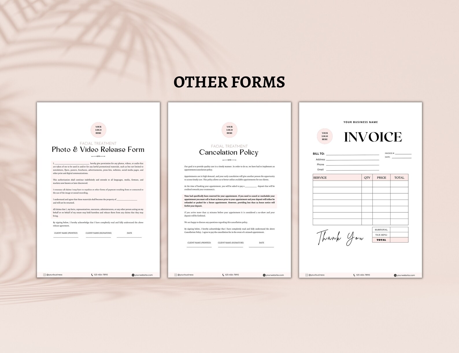 Facial Treatment Form Bundle, Printable Skincare Consent Forms ...