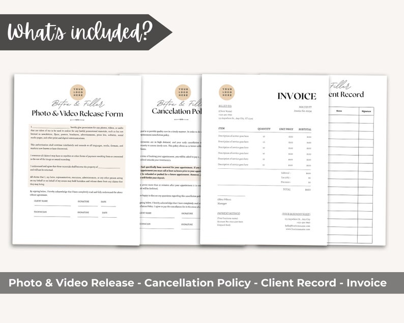 EDITABLE Dermal Filler Botox Botulin Toxin Consultation Forms Consent ...