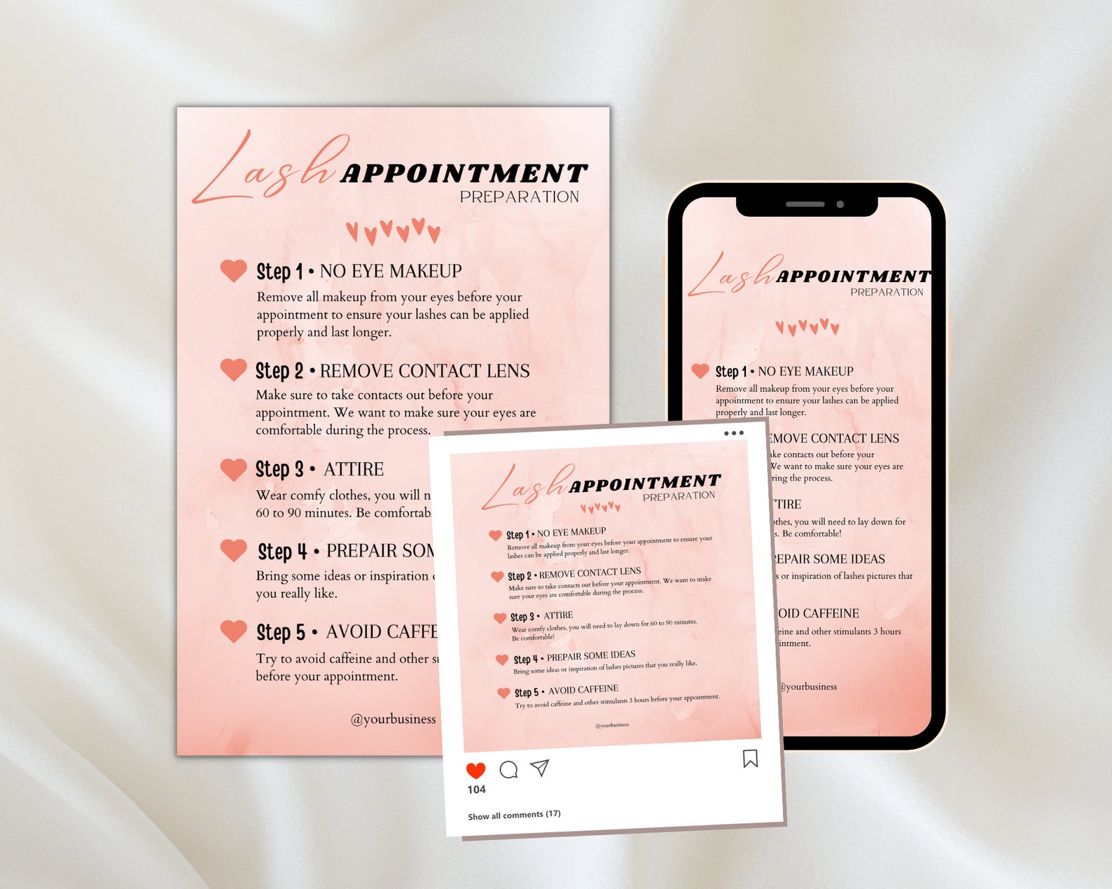 Digital Lash Extension Appointment Prep Card, Before Your Appointment ...