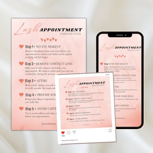 Digital Lash Extension Appointment Prep Card, Before Your Appointment Card, Printable Eyelash ...