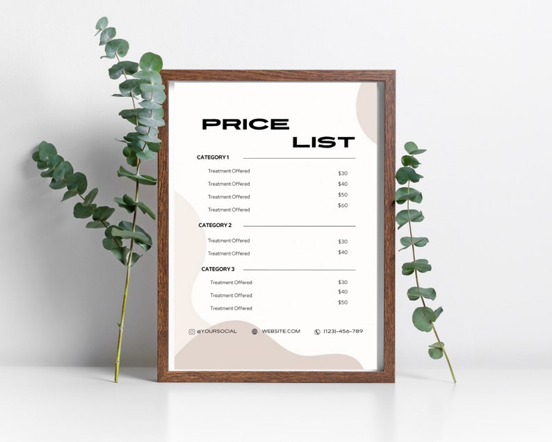 DIY Price List Template Editable Pricing List Template Beauty - Etsy Canada