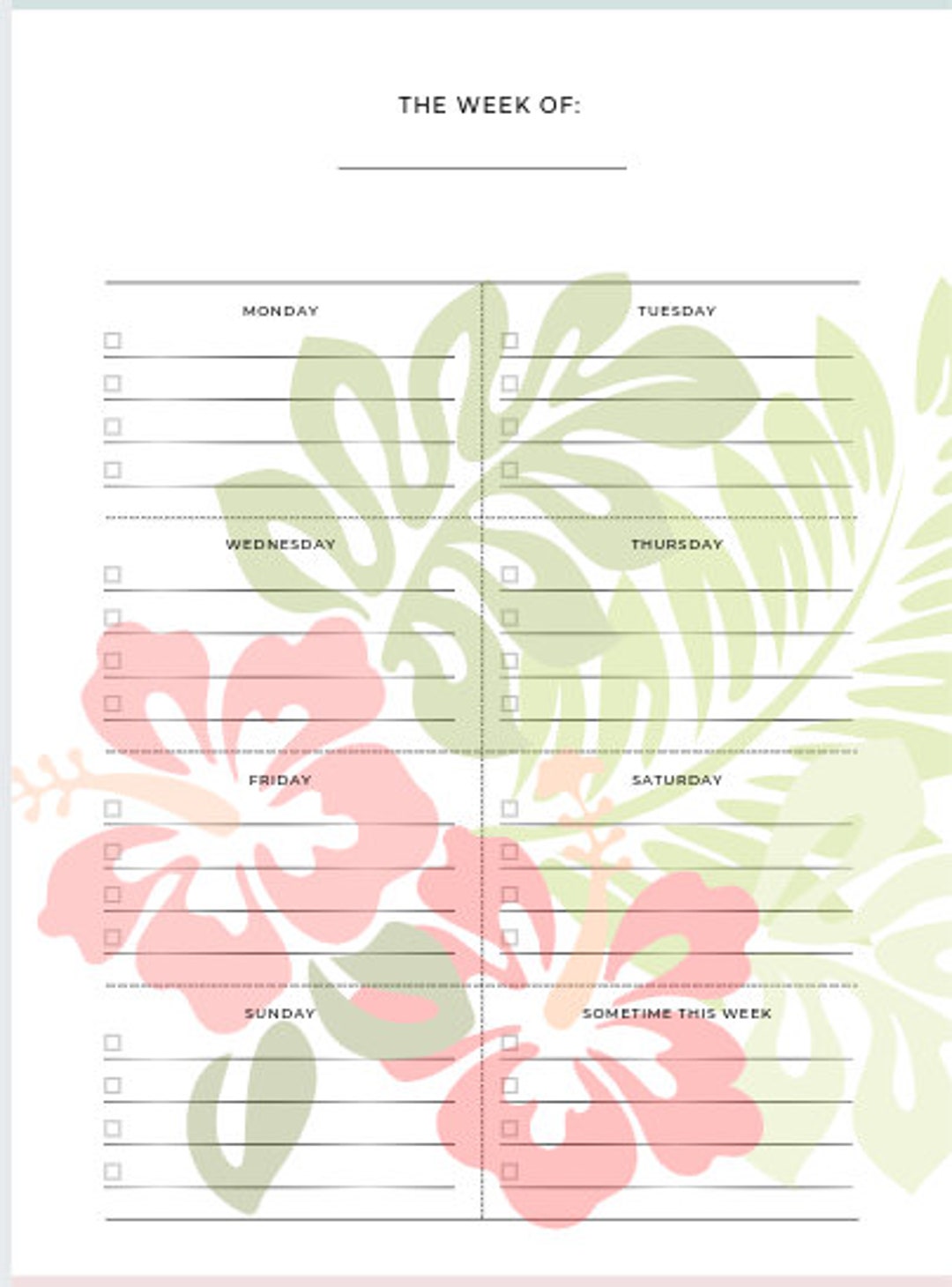 Printable Weekly Planner, Floral, Tropical,flowers, To-do List, Digital ...