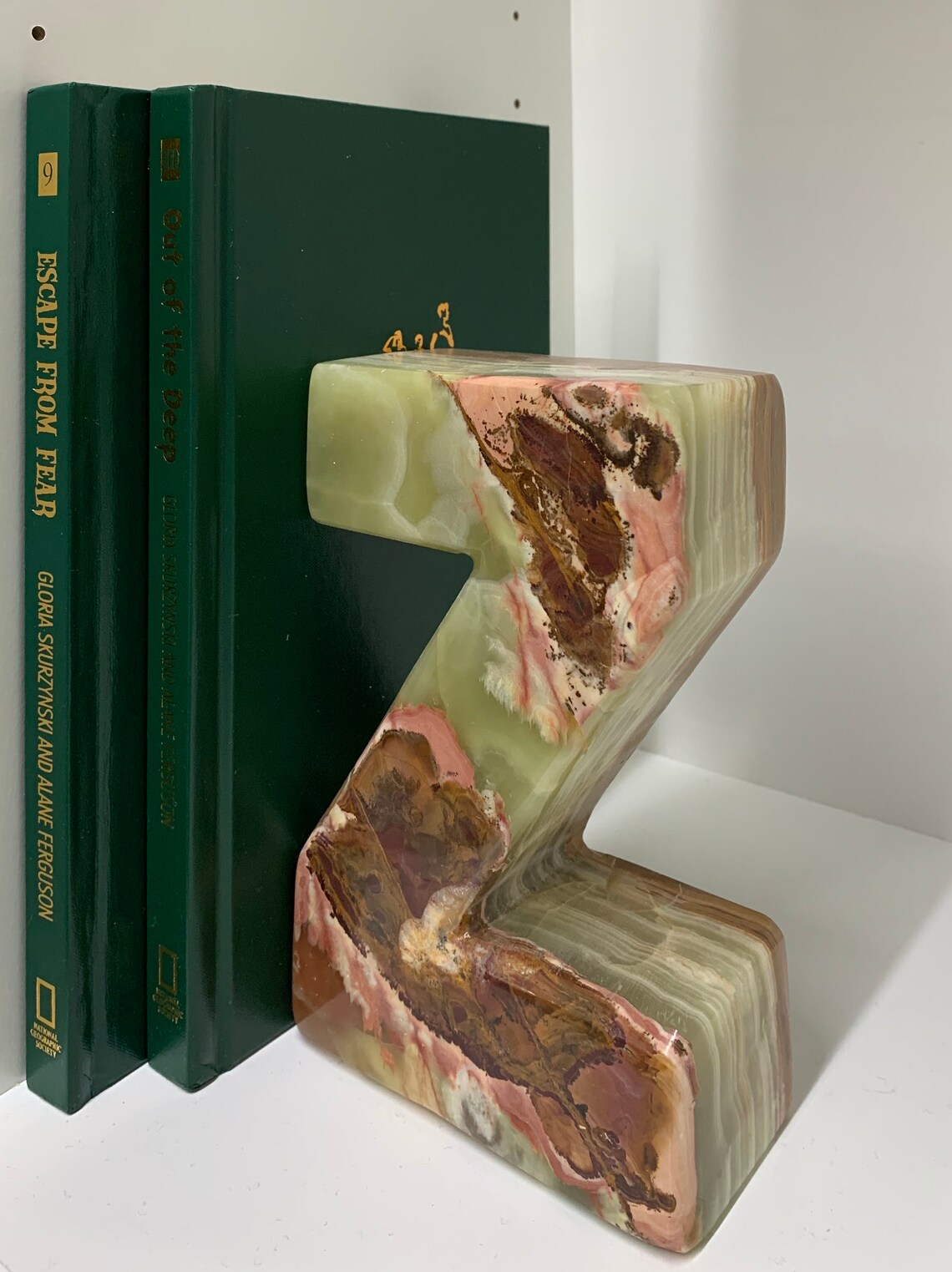 Marble/onyx Bookend Letter A and Z Shapes, Natural, Solid Stone, Decorat Your Home Office ...