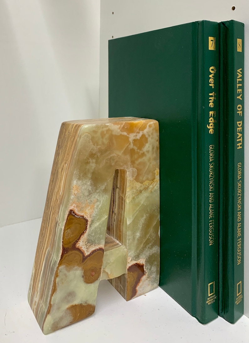 Marble/onyx Bookend Letter A and Z Shapes, Natural, Solid Stone, Decorat Your Home Office ...