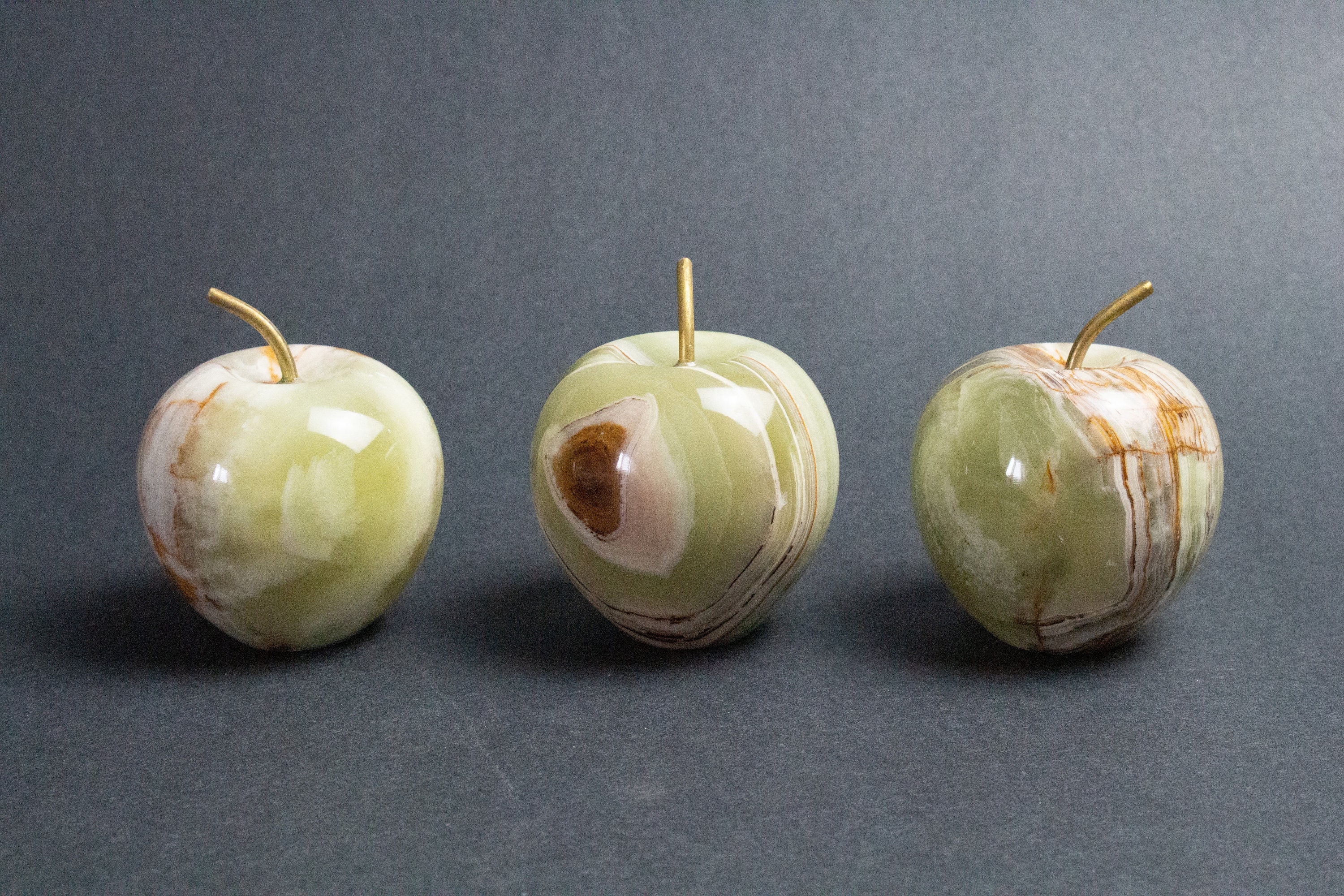 Green Marble Apple With Stem, Unique Decorative Sculpture, Natural ...