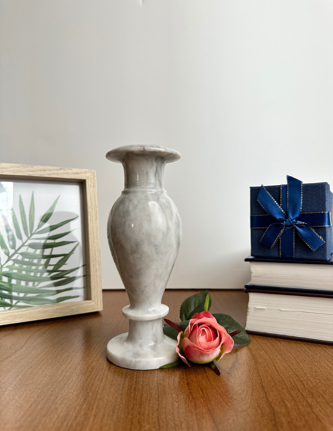 Ziarat White Marble-premium Natural Stone Vase,greyish Shade,one Foot ...