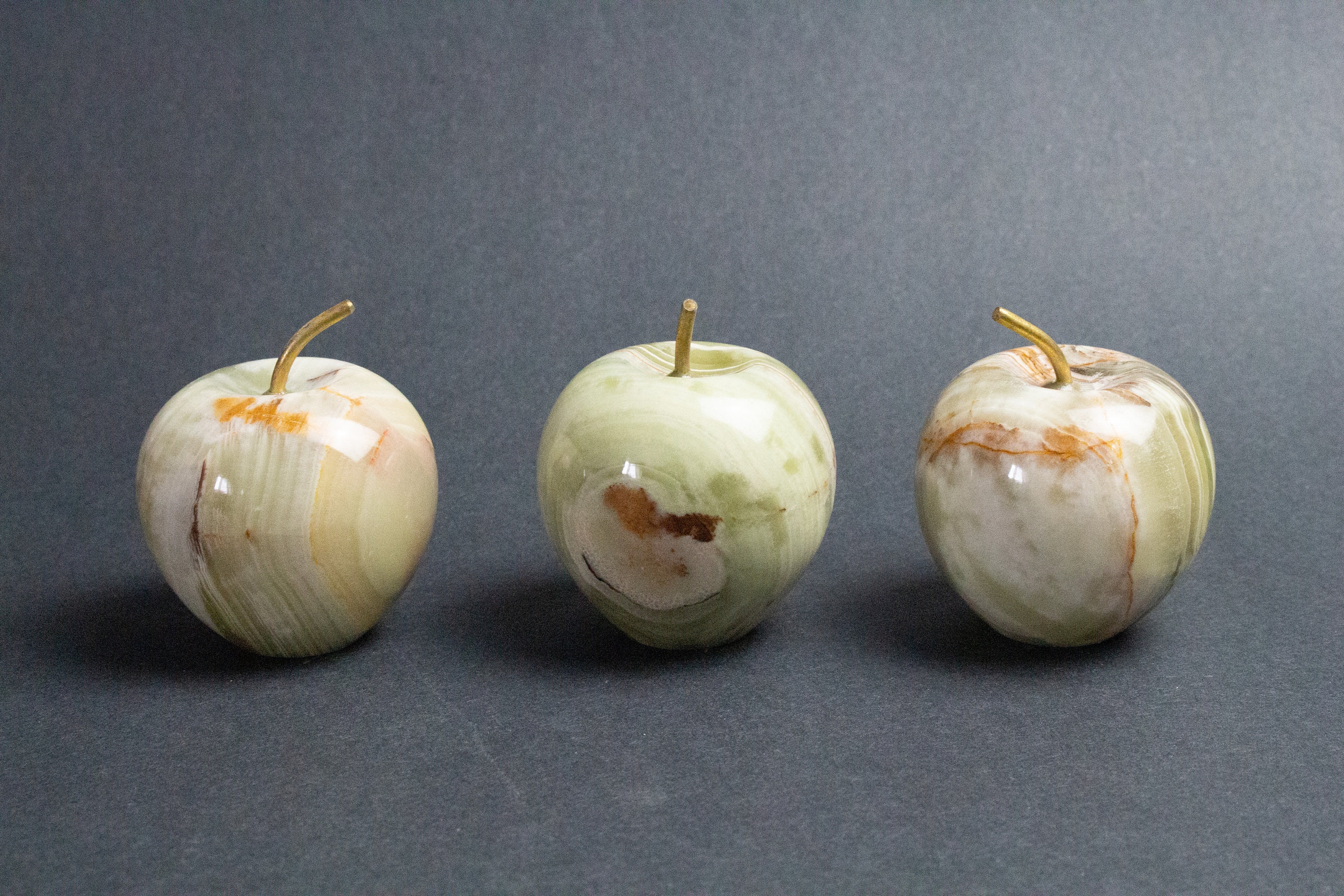 Green Marble Apple With Stem, Unique Decorative Sculpture, Natural ...
