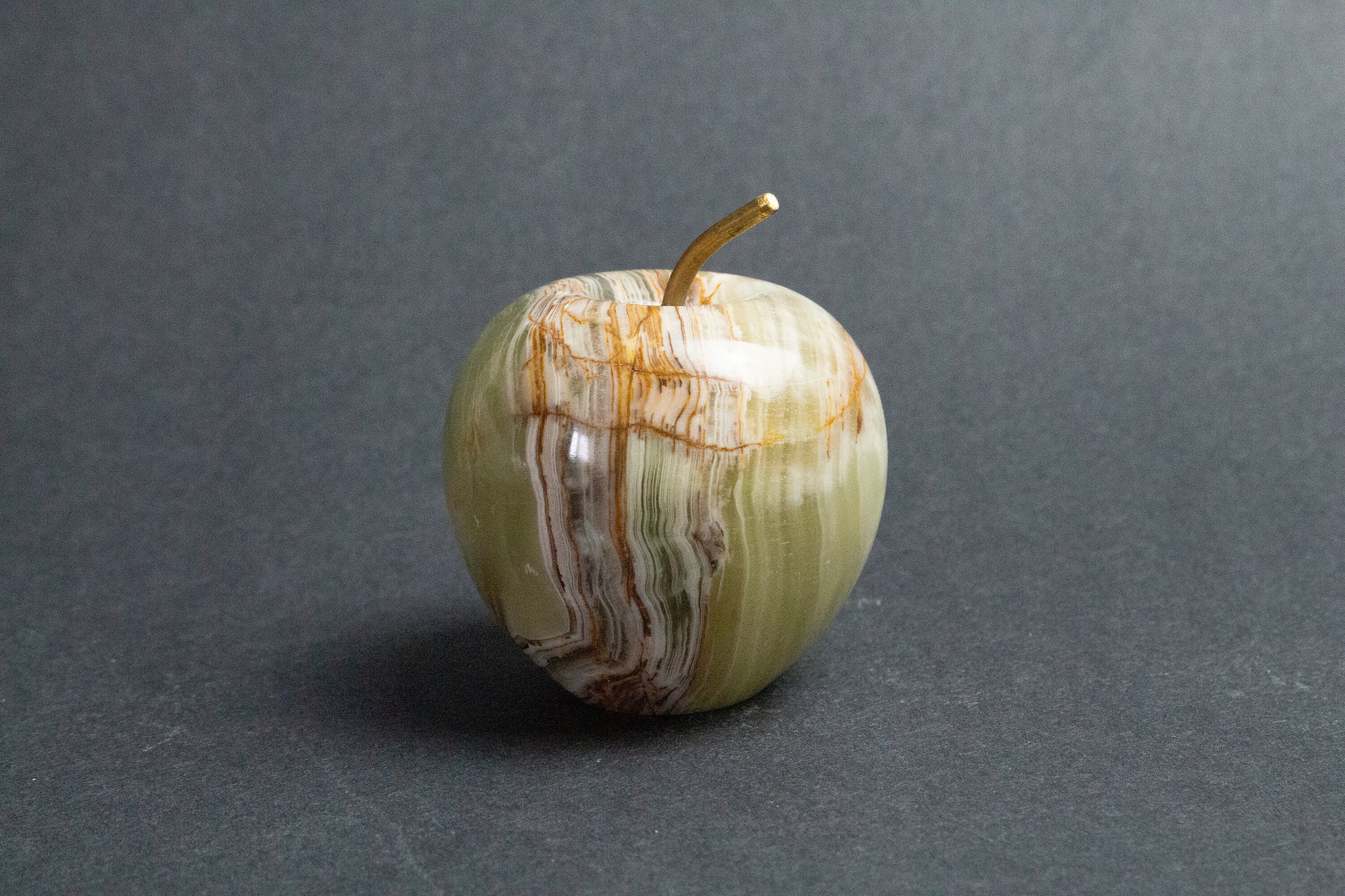 Green Marble Apple With Stem, Unique Decorative Sculpture, Natural ...