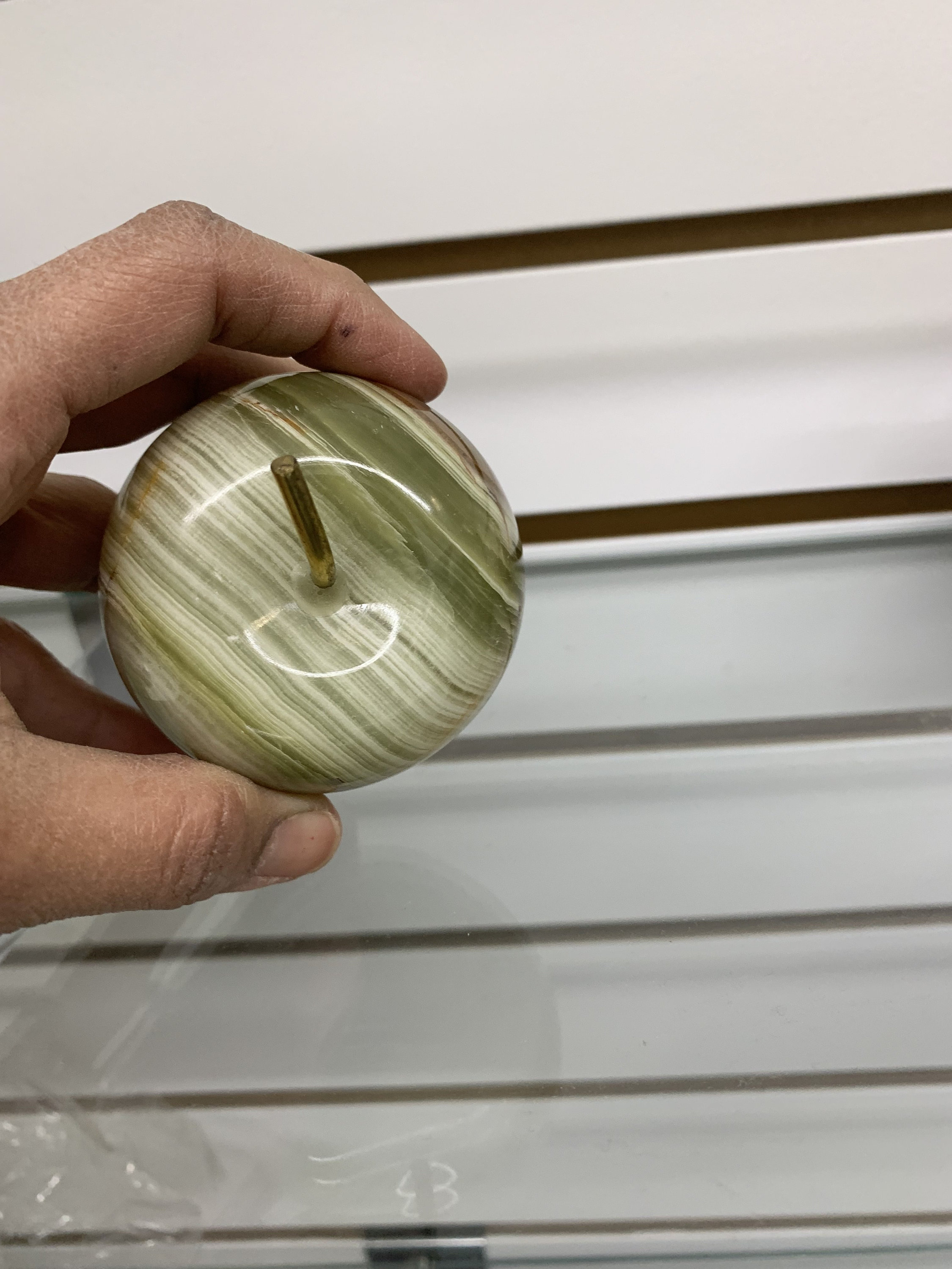 Green Marble Apple With Stem, Unique Decorative Sculpture, Natural ...