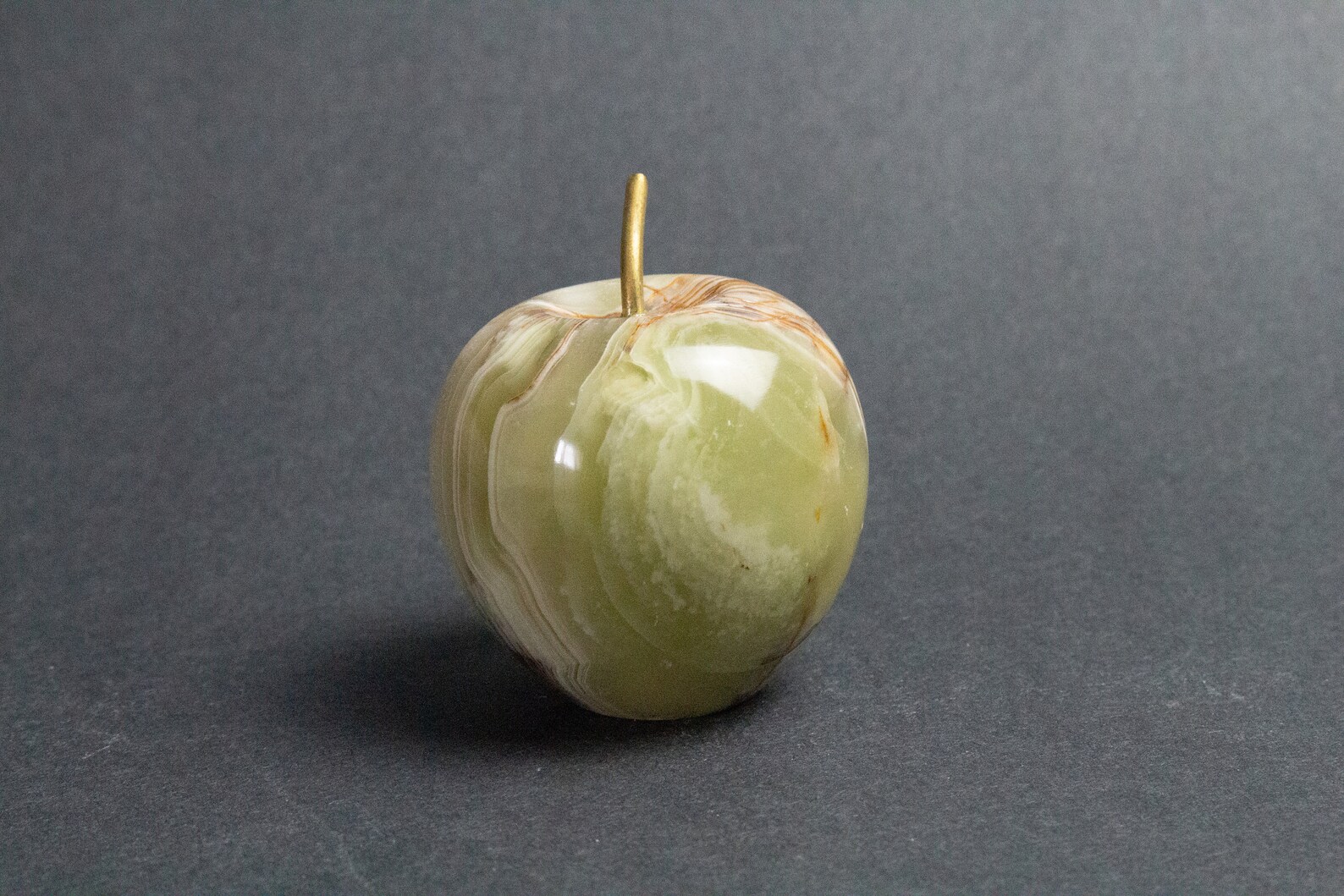 Green Marble Apple With Stem, Unique Decorative Sculpture, Natural ...