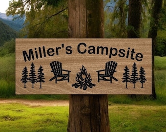 Custom Wood Campfire Sign Family Name Campsite Sign Last Name Sign ...