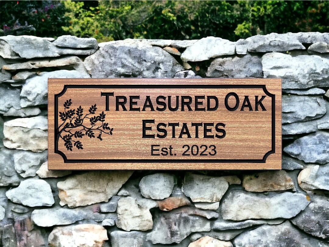Oak Tree Wooden Carved Sign: Ideal for Indoor or Outdoor Use, Perfectly ...