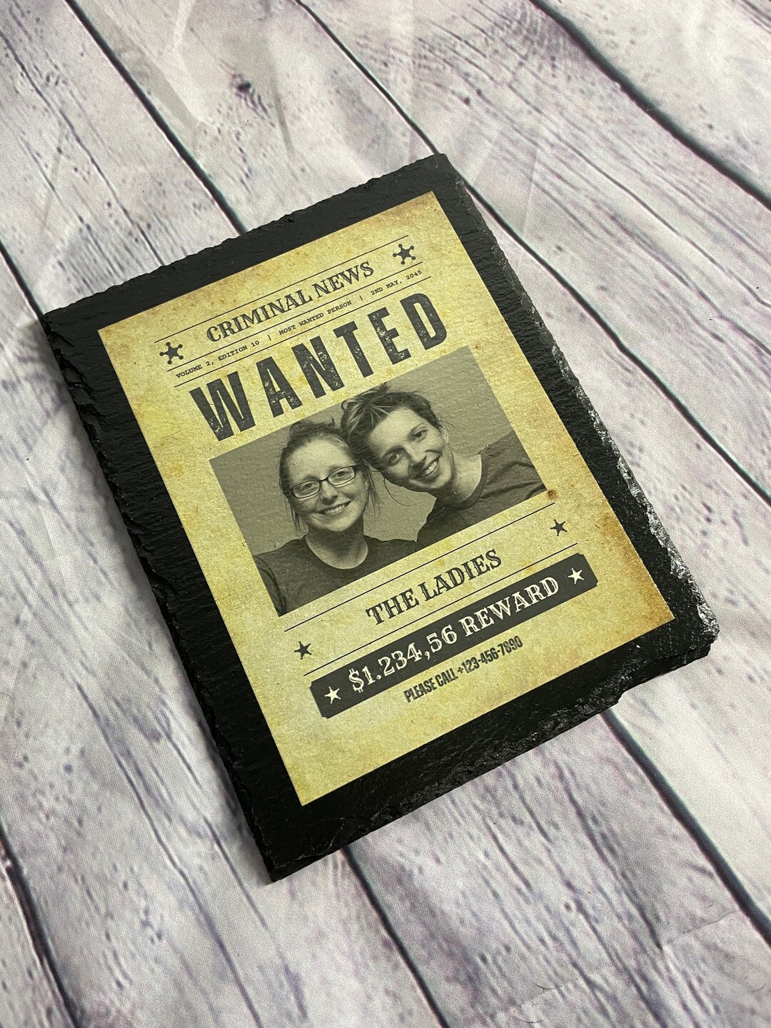 Customizable Wanted Poster on Slate: Funny Western Photo Gift - Etsy