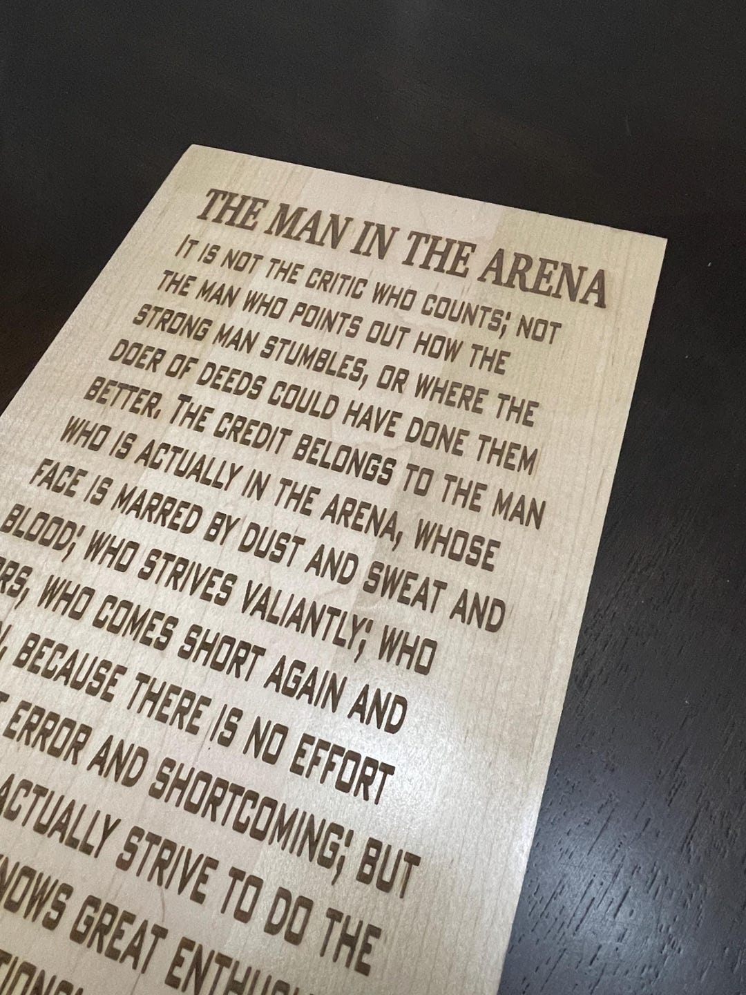 Man in the Arena by Theodore teddy Roosevelt Engraved Plaque - Etsy