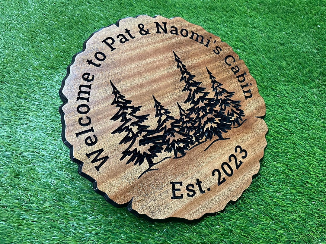 Custom Wood Sign, Forest Tree Wooden Sign, Custom Carved Log Slice ...