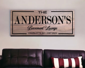 Personalized Lower Level Sign, Rustic Basement Bar Sign, Vintage Man ...