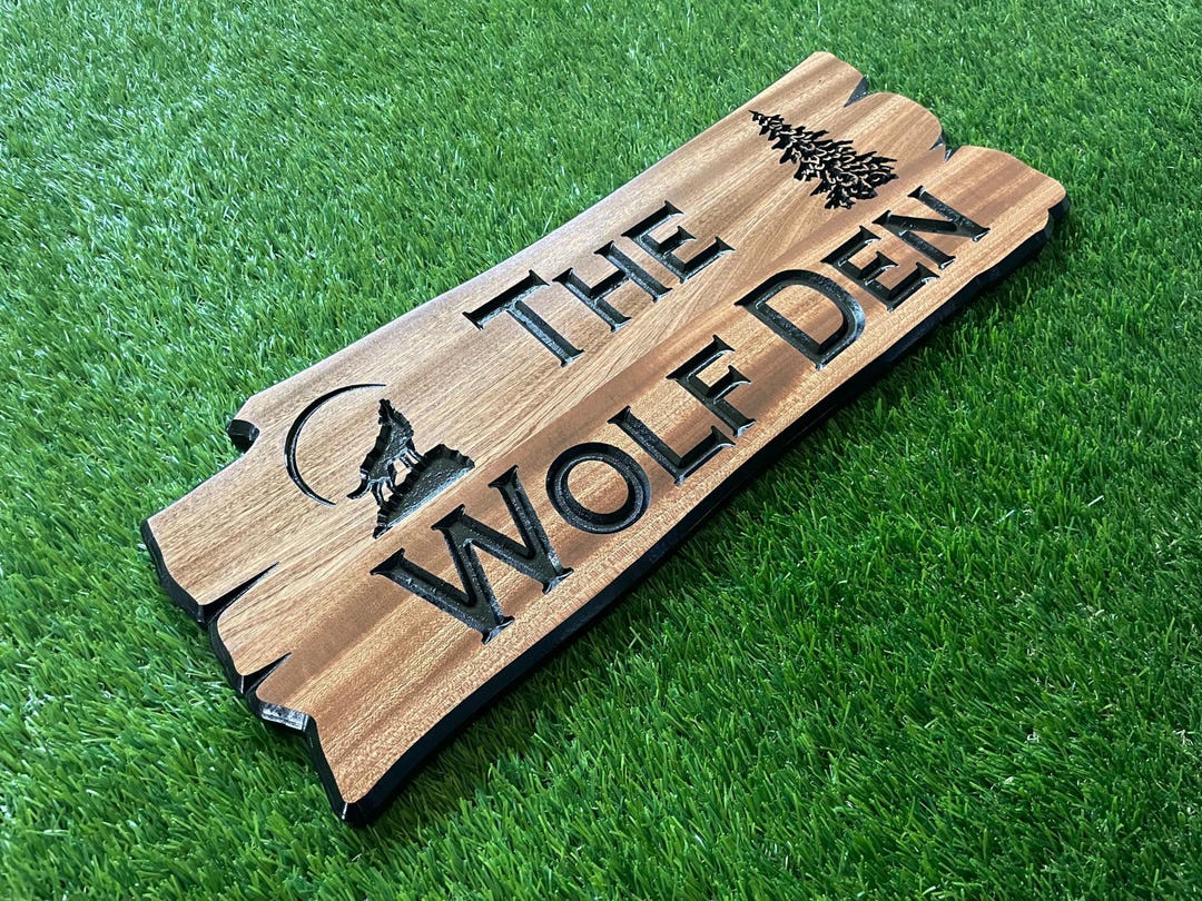 Personalized Wolf Den Sign: Rustic Carved Wood, Farmhouse Decor - Etsy
