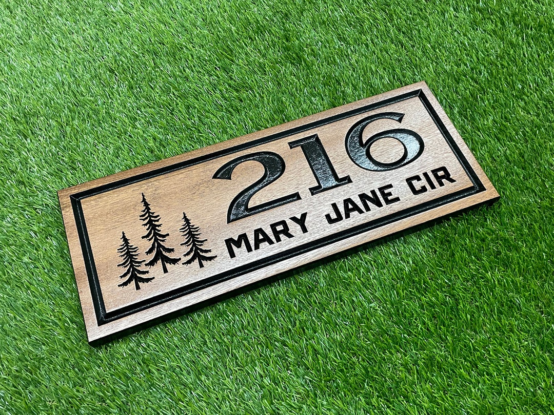Wood Carved Address Plaque, Personalized Wood Signs, Custom Cabin Signs ...