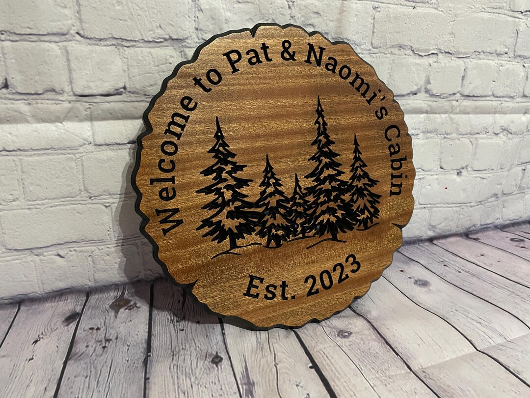 Custom Wood Sign, Forest Tree Wooden Sign, Custom Carved Log Slice ...