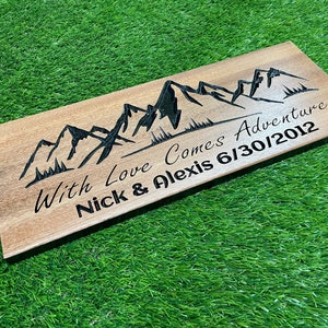 Custom Text Mountain Wall Art, Wood Carved Mountain Picture, Unique ...