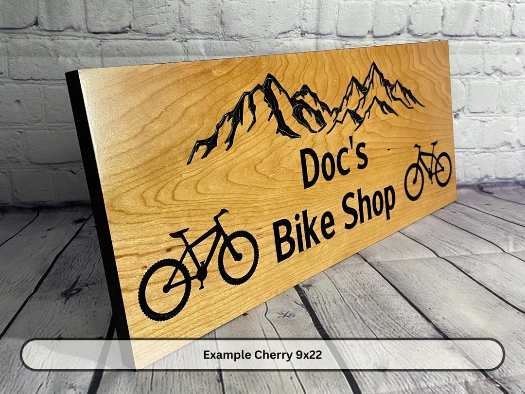 Custom Bike Shop Sign - Personalized Wooden Cycling Plaque for ...