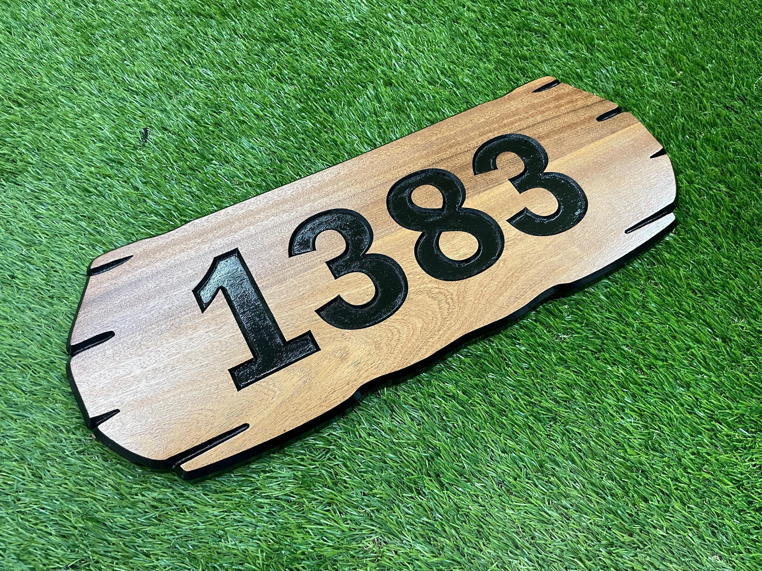Wooden Carved Address Sign With Large Numbers and Rustic Edge - Etsy