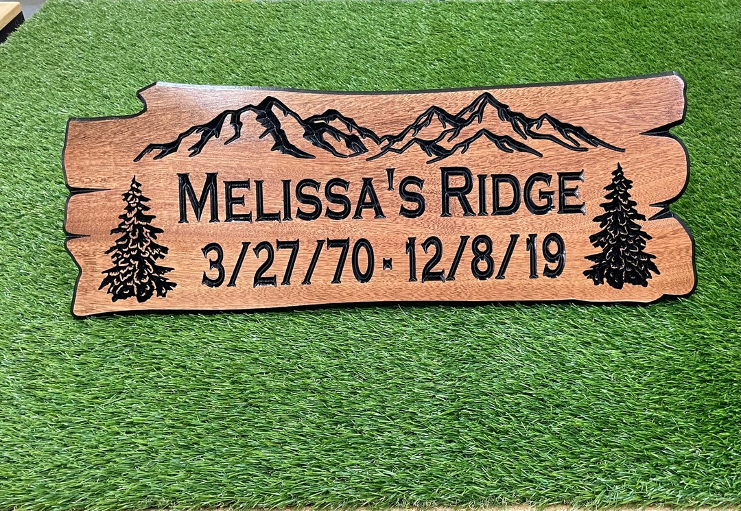 Outdoor Custom Carved Wooden Sign, in Memory of With Pine Trees, Camp ...