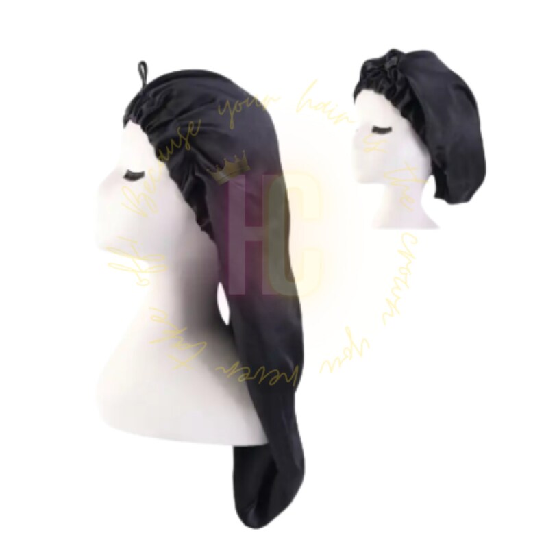 Long Hair/braid Bonnet W/ Button & Elastic Band - Etsy