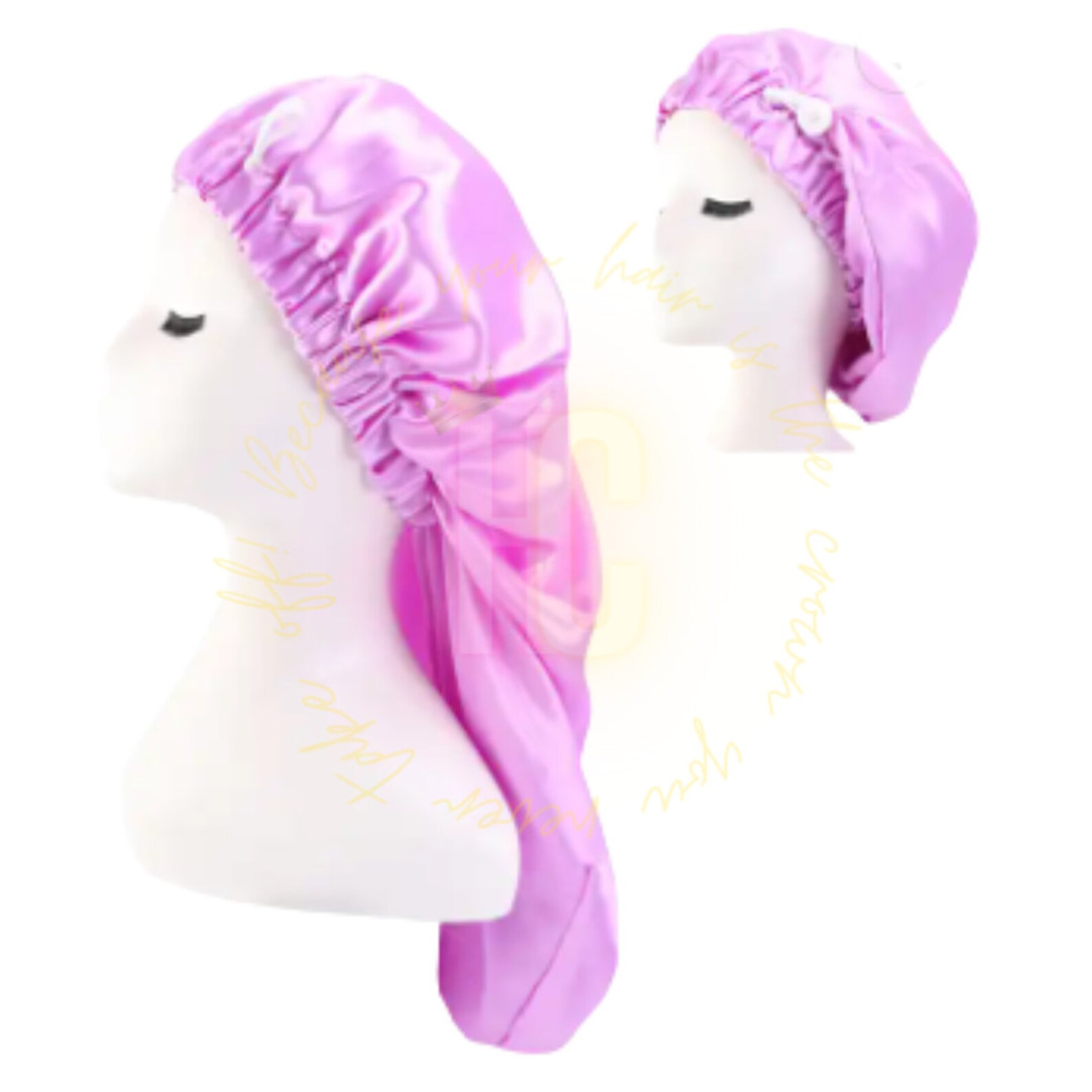 Long Hair/braid Bonnet W/ Button & Elastic Band - Etsy