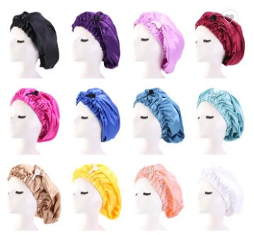 Long Hair/braid Bonnet W/ Button & Elastic Band - Etsy