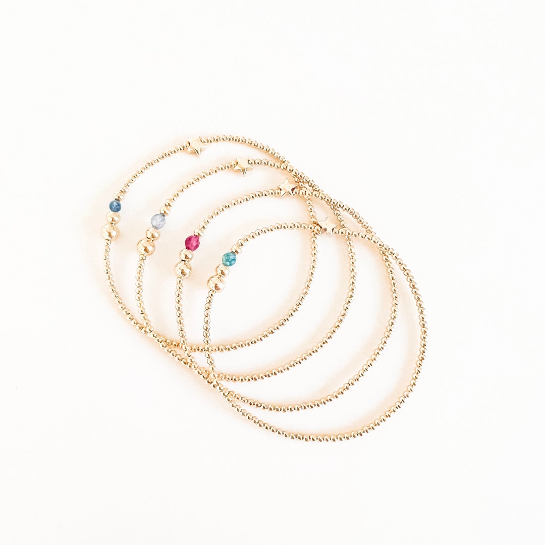 14k Gold Filled North Star Bracelet, Birthstone Bracelets, Birthday ...