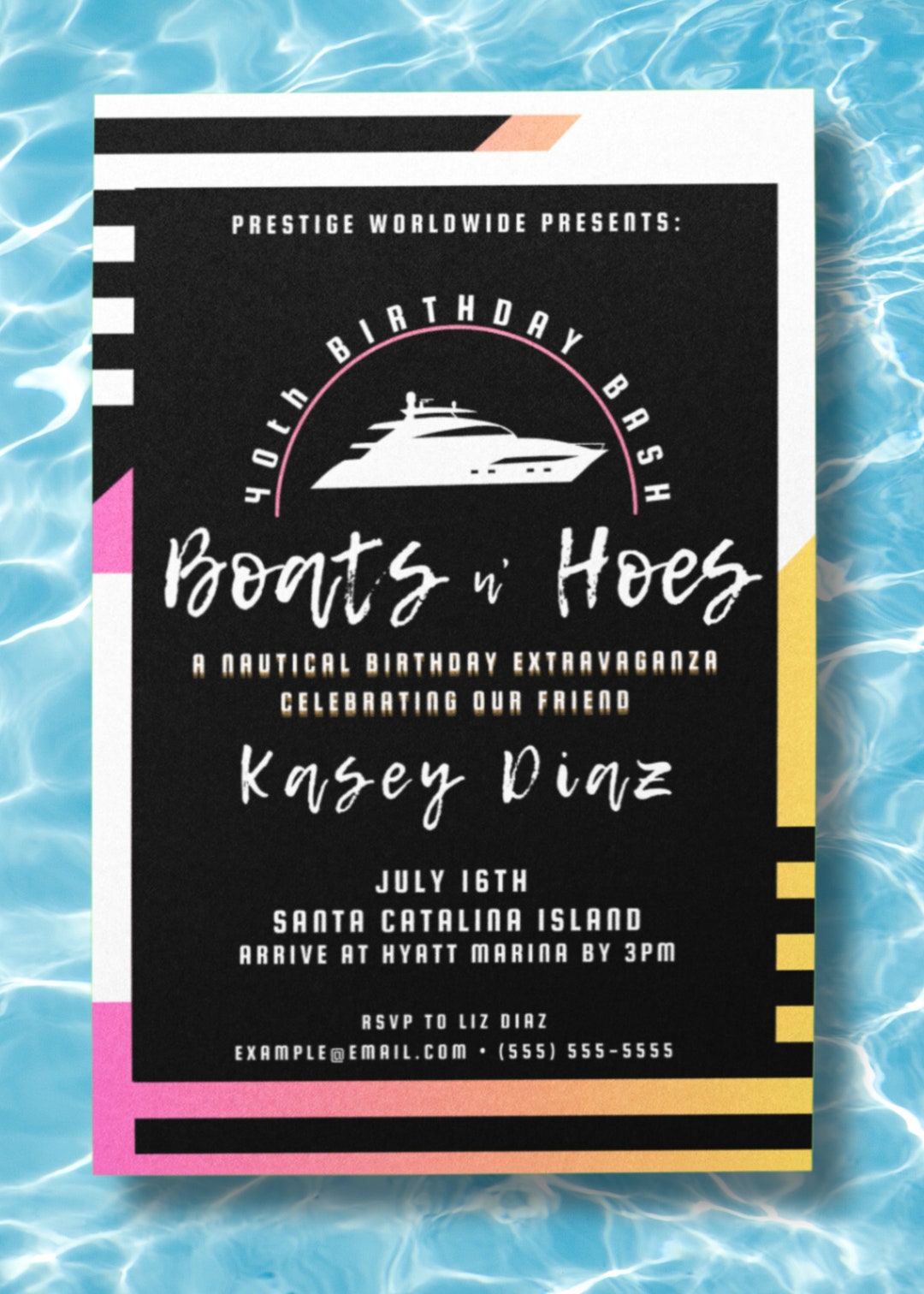 Boats N Hoes Birthday Invitation Editable Digital Template INSTANT ...