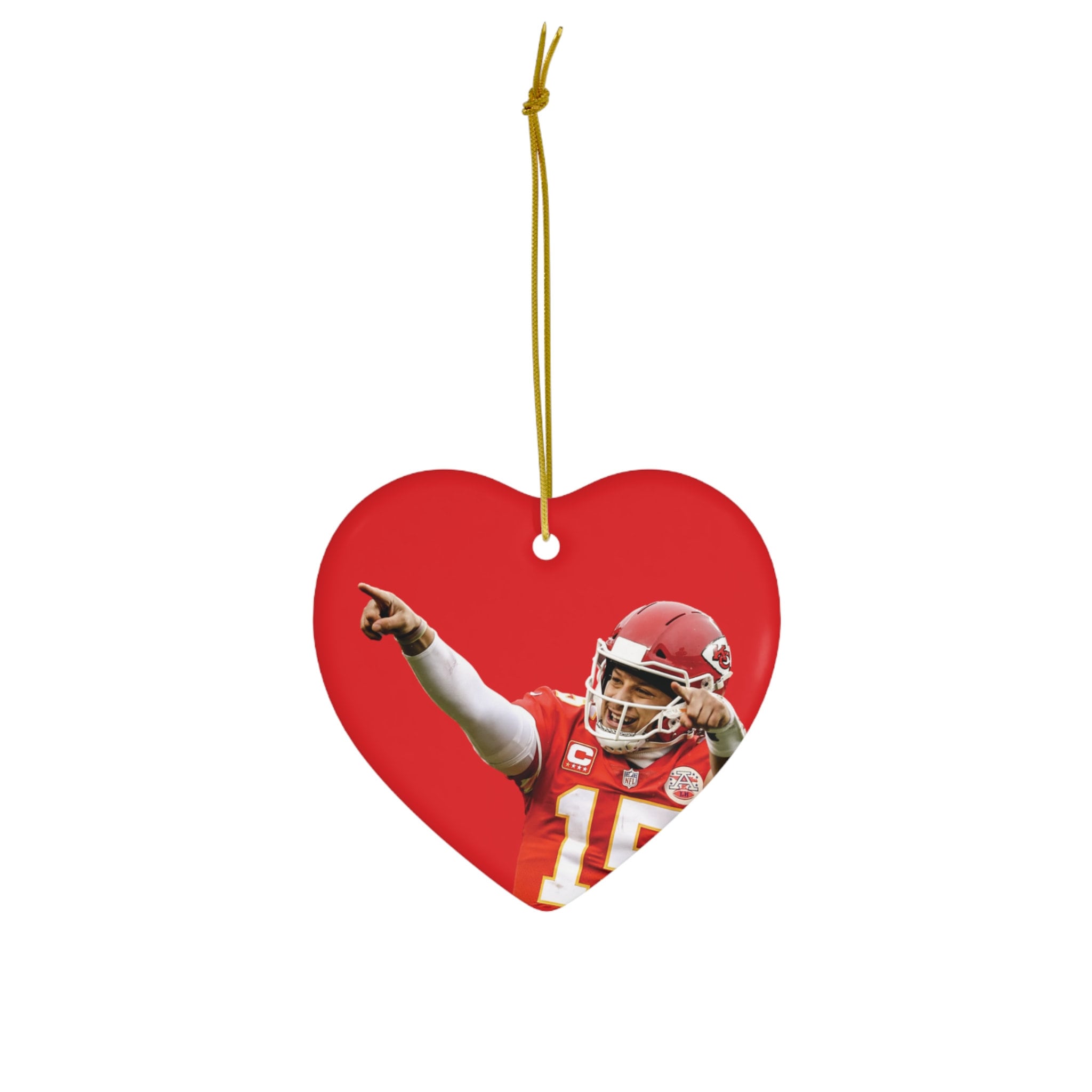 Patrick Mahomes Pointing Heart Ceramic Christmas Ornament - Etsy