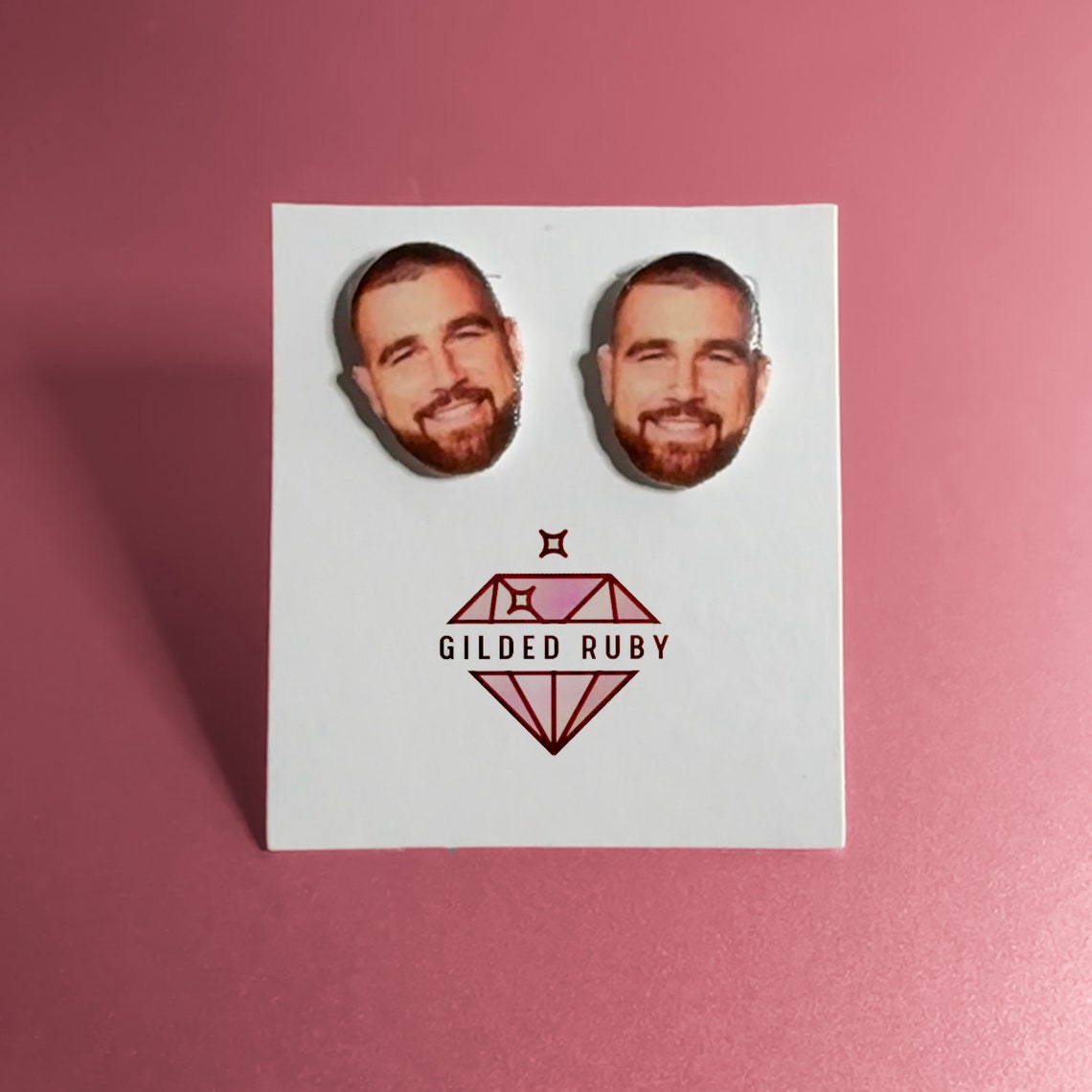Handmade Travis Kelce Acrylic Stud Earrings on Hypoallergenic 8mm Post ...
