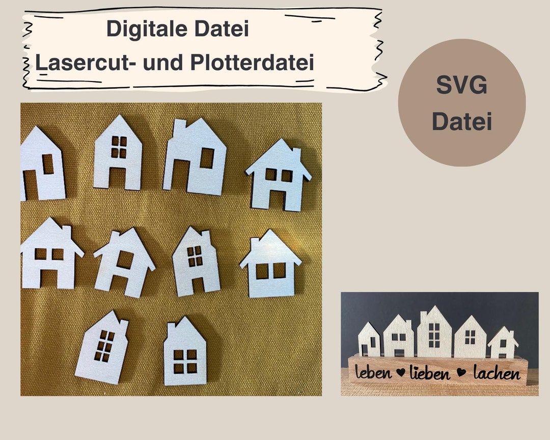 Digital File Lasercut Plotter House Set 2 SVG File Houses file 109 - Etsy