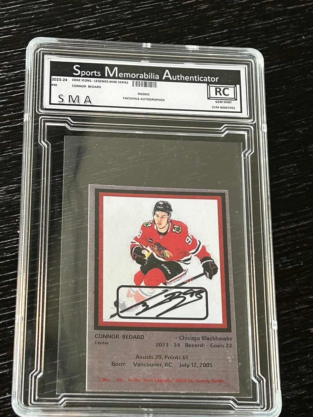 2023-24 Connor Bedard Mini Rookie Facsimile Autographed Prospect RC ...