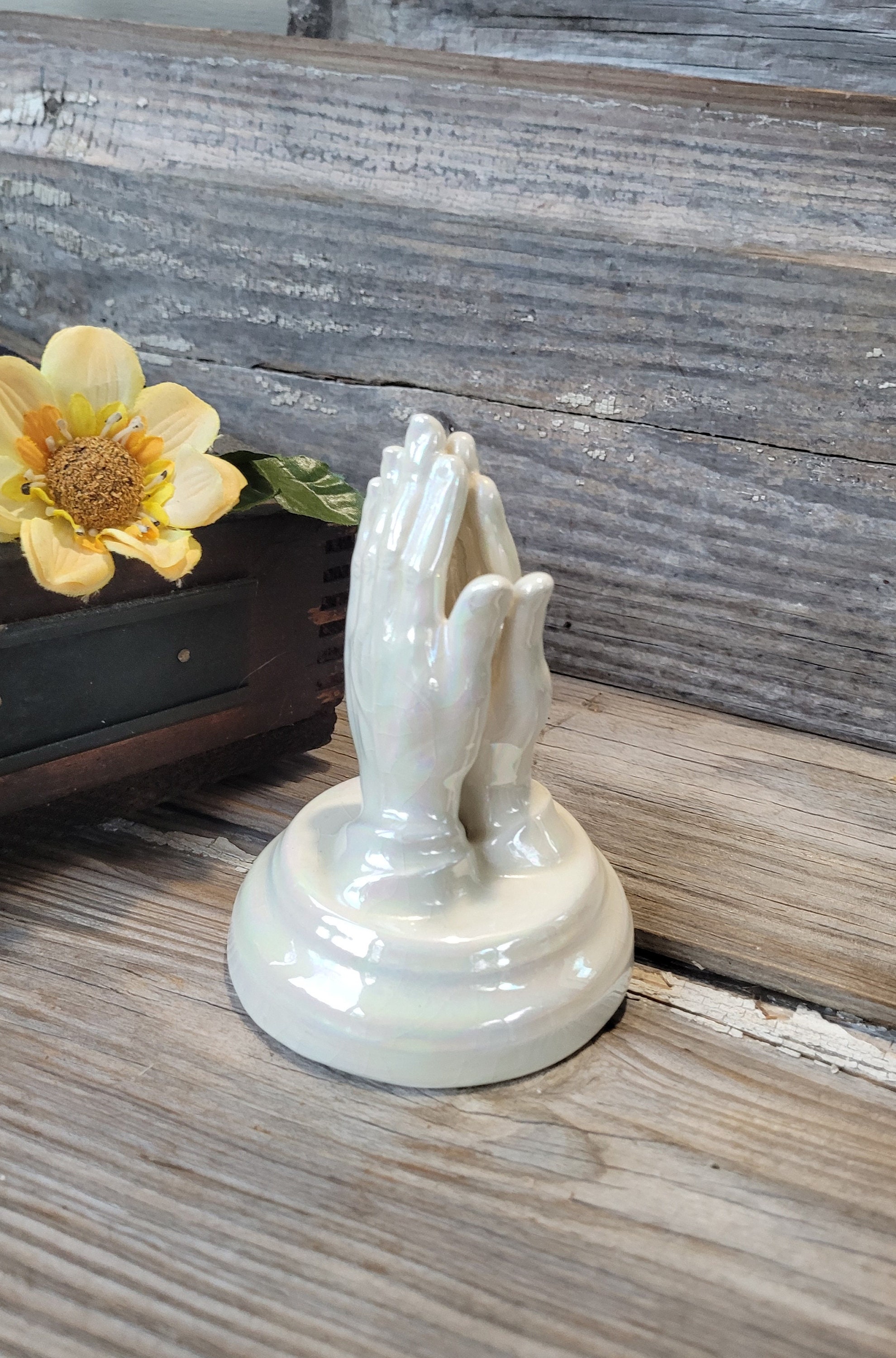 Vintage Iridescent Jesus Praying Hands - Etsy