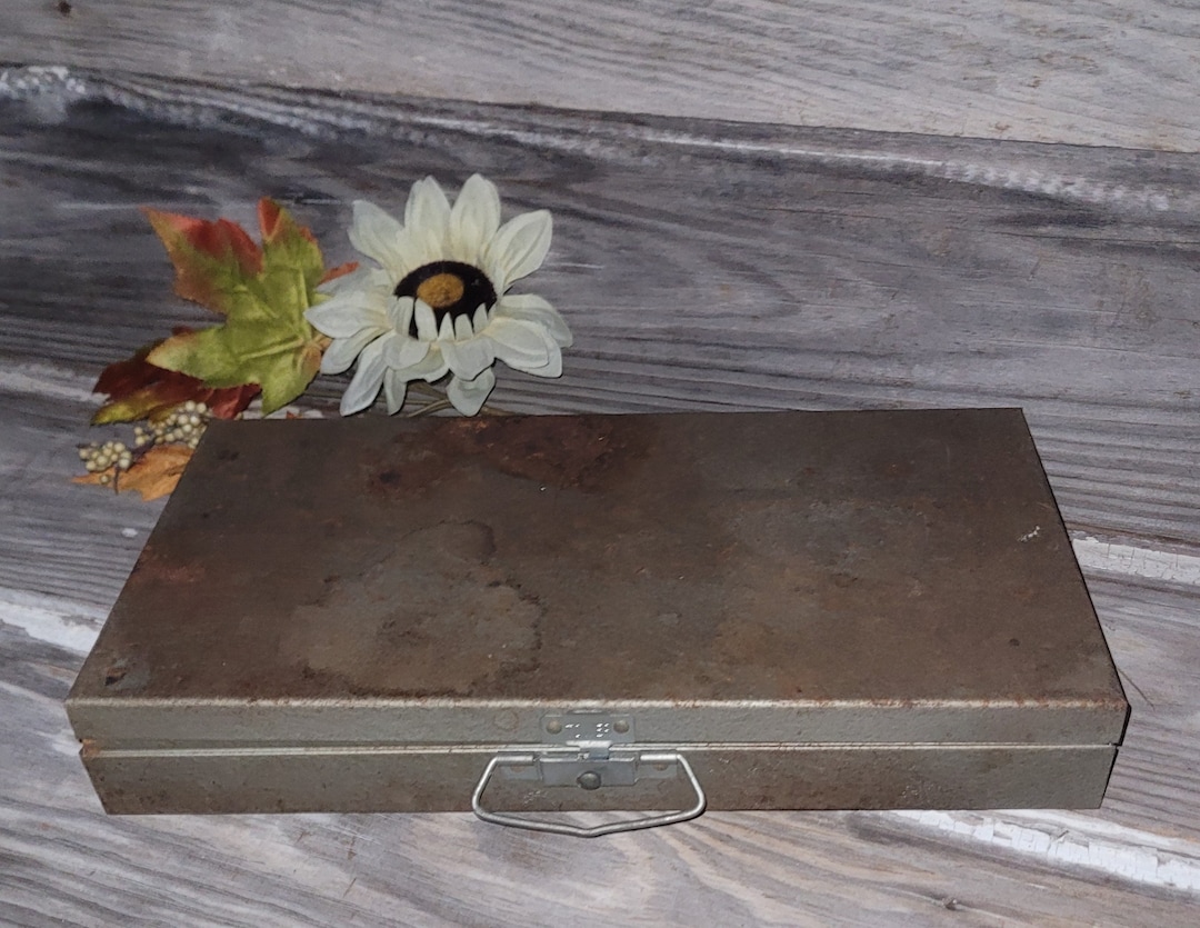 Vintage Rusty Metal Parts Case With Dividers | Industrial Parts Case ...