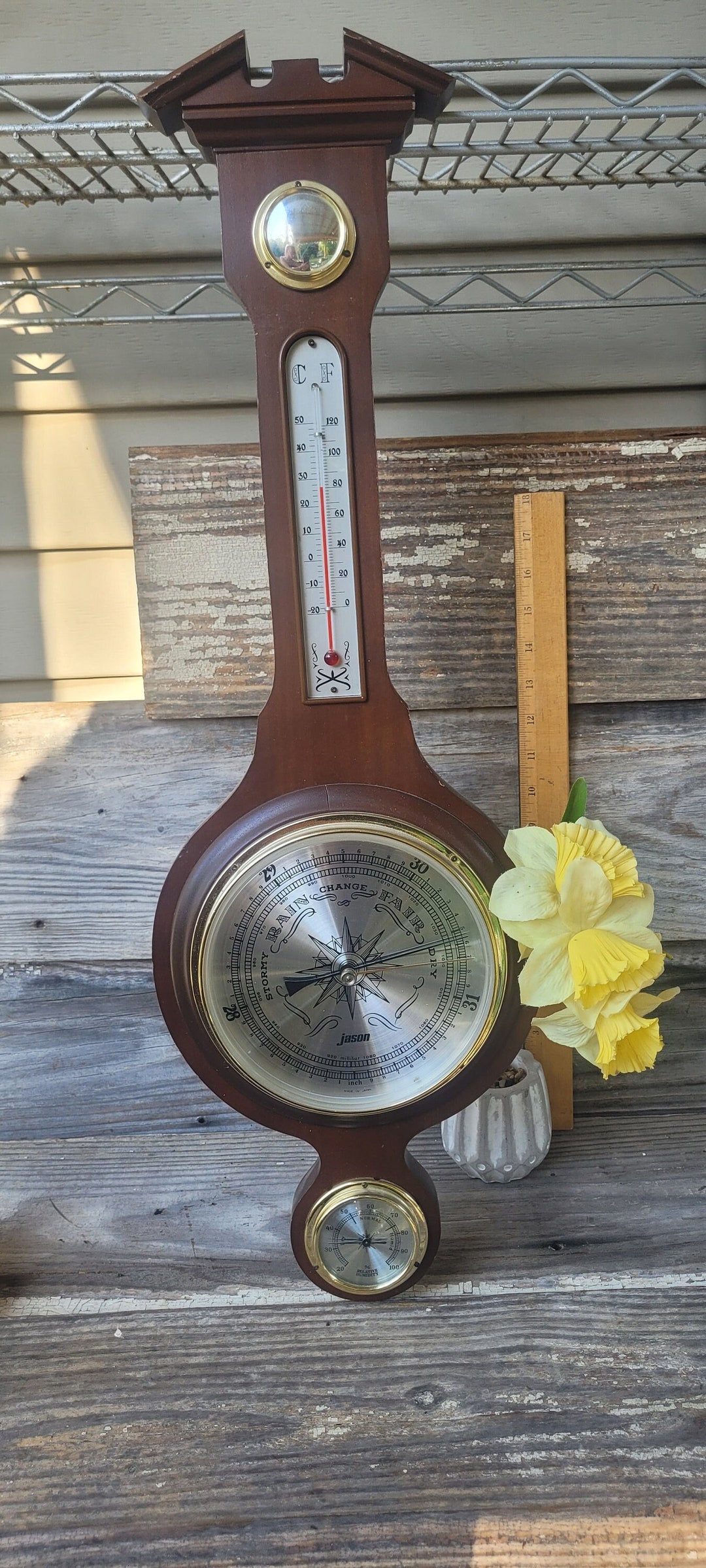Vintage Wood Jason Brand Banjo Weather Station Showing - Etsy
