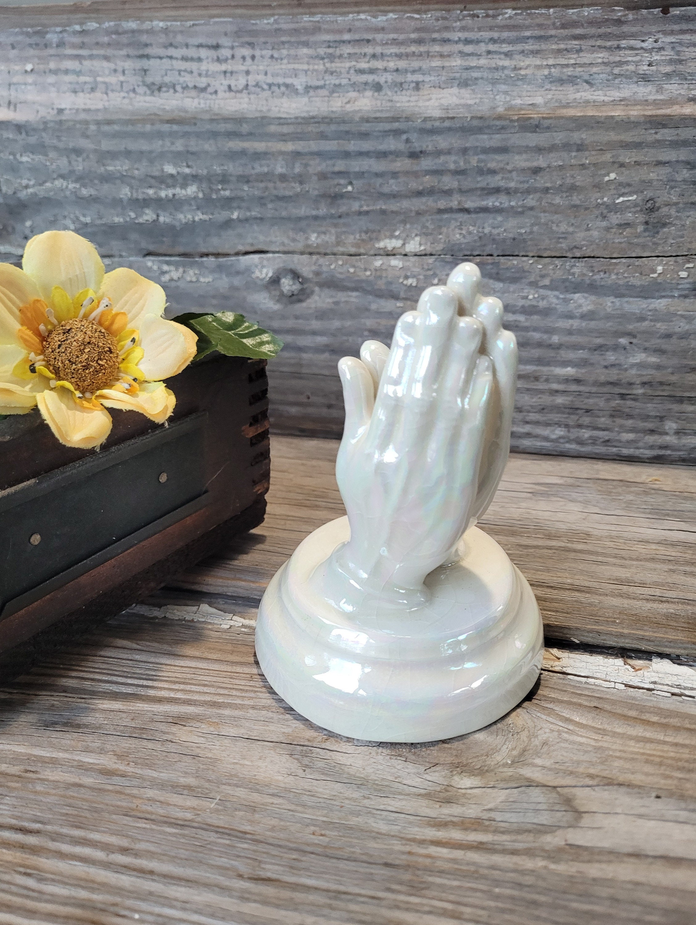 Vintage Iridescent Jesus Praying Hands - Etsy