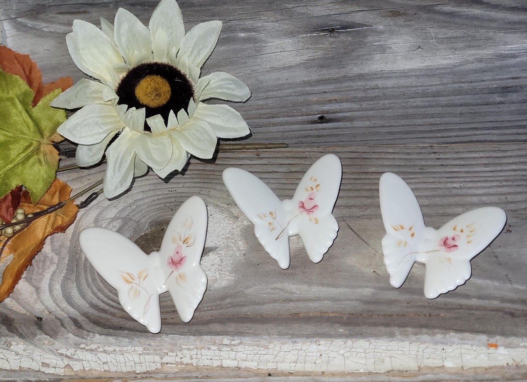 Vintage Set of 3 Ceramic Butterflies Butterfly Wall Hanging Hand ...