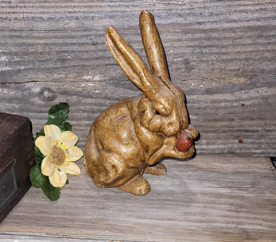 Vintage Cast Iron Rabbit Bank | Easter Surprise - Etsy