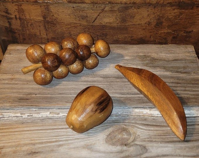 Vintage Carved Wood Fruit | Retro Decor - Etsy