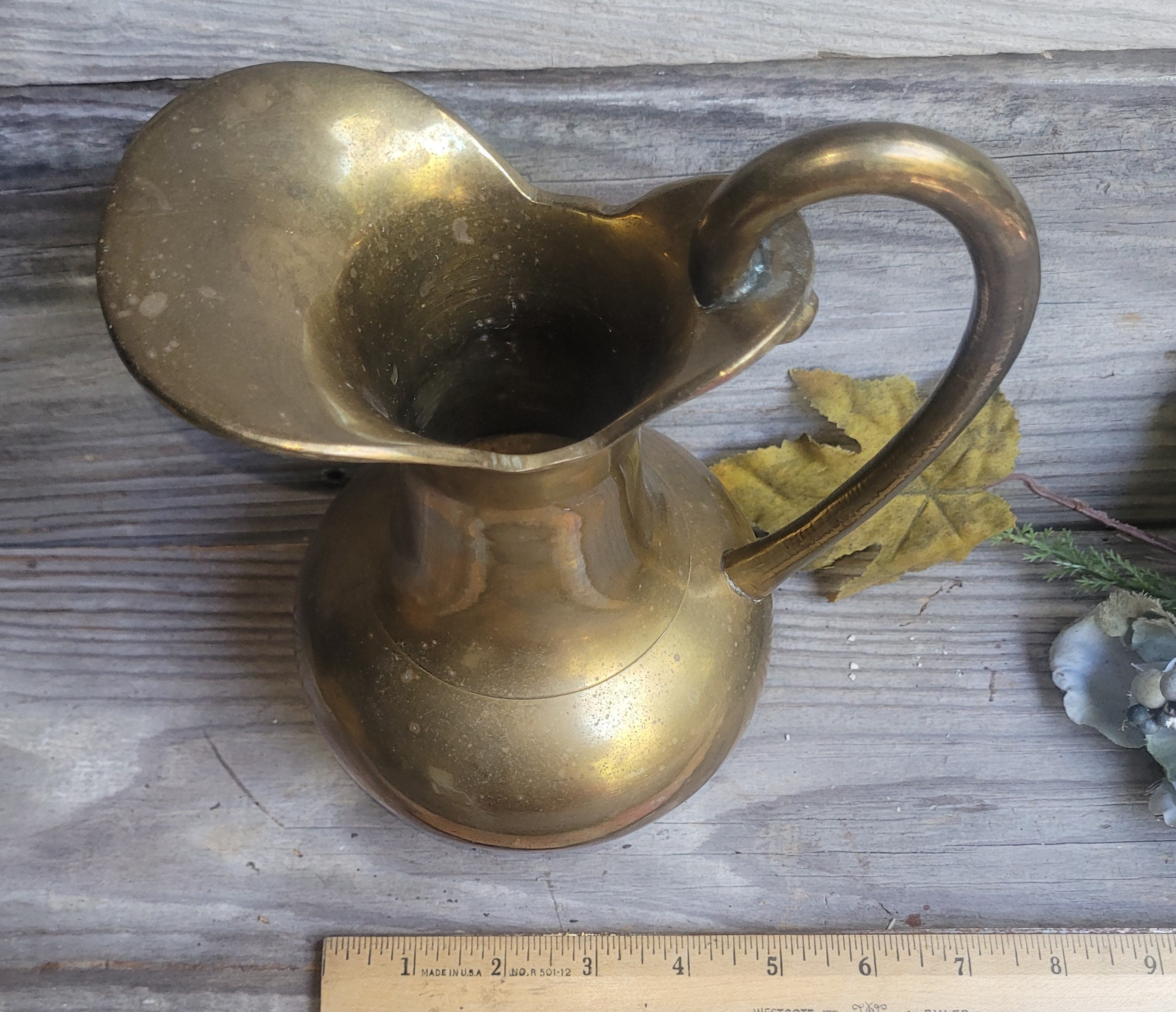 Vintage Brass Water Pitcher | Solid Brass - Etsy