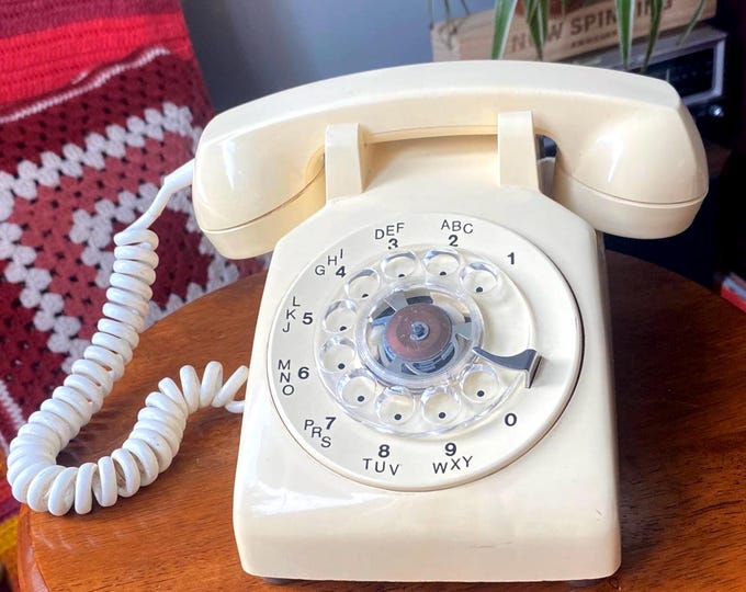 Vintage Automatic Electric Rotary Dial Telephone, Landline Phone, Tan ...