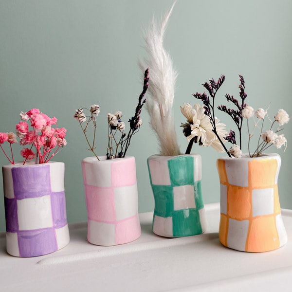 Checkered Flower Vase - Etsy