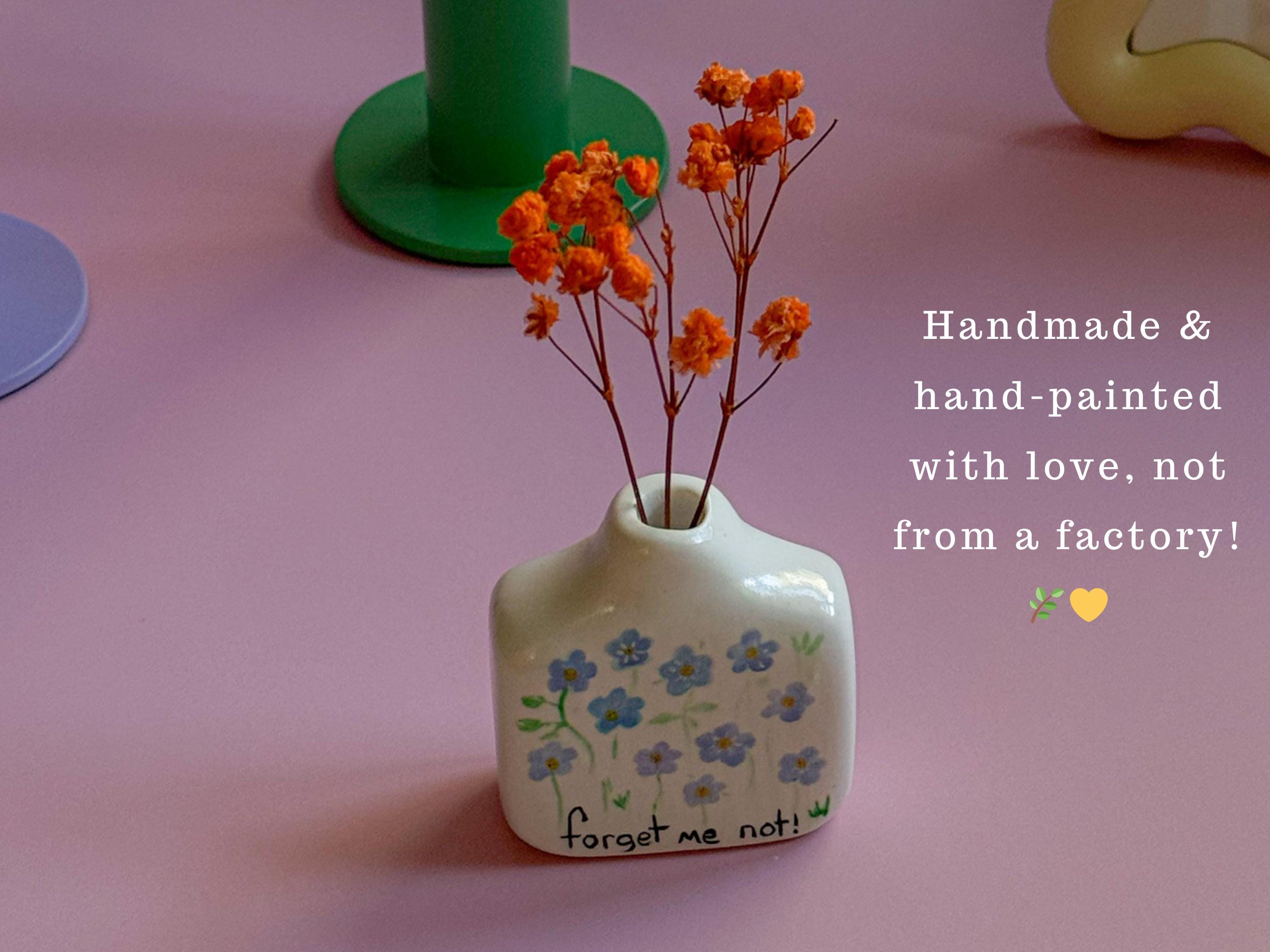 Handmade Forget Me Not Bud Vase: Floral Painted Ceramic - Etsy