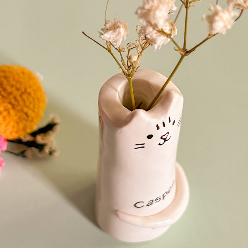 Personalized Cat TINY Vase / Personalized Cat Gift / Cat Mini Vase ...